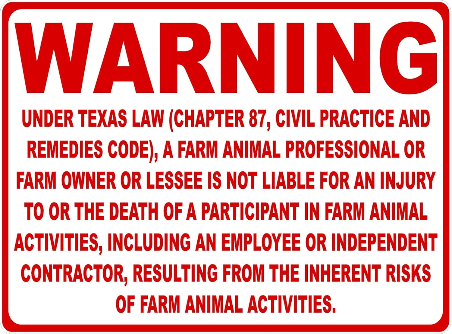 Warning Tin Sign Liability Notice: Warning - Under Texas Law Funny ...