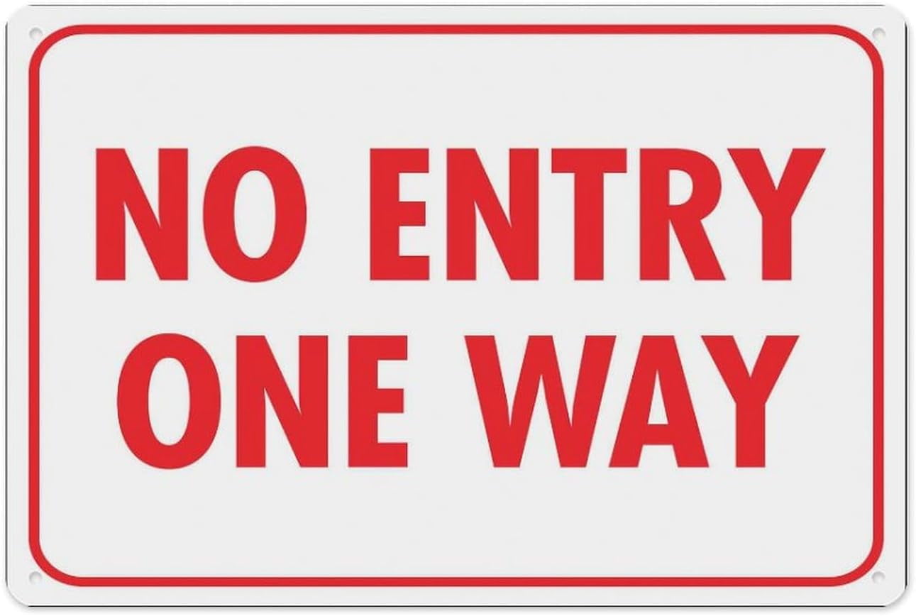 Warning Tin Sign No Entry One Way Home Office Road Street Garage ...