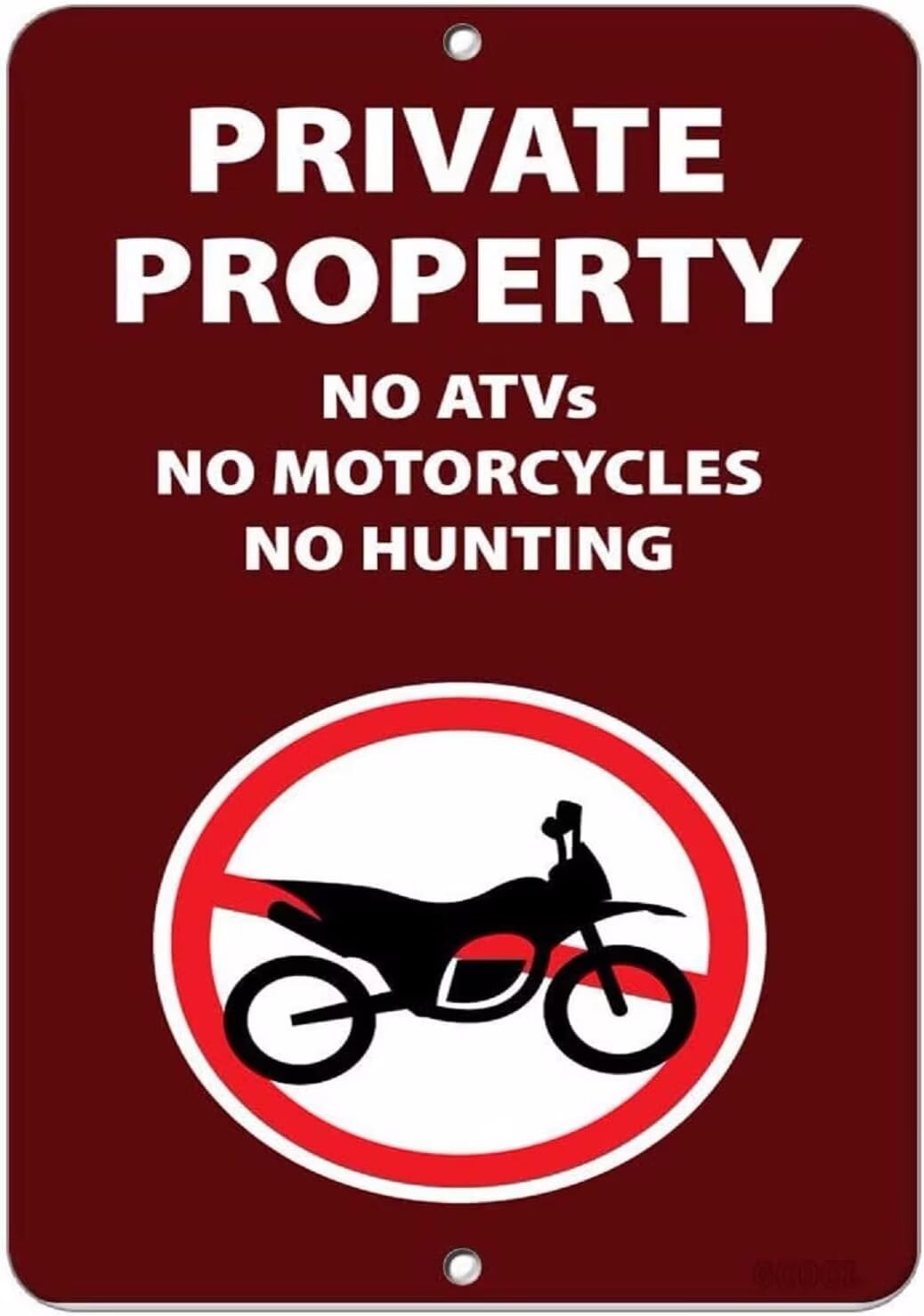 Warning Tin Sign - Private Property No Atvs No Motorcycles No Hunting ...