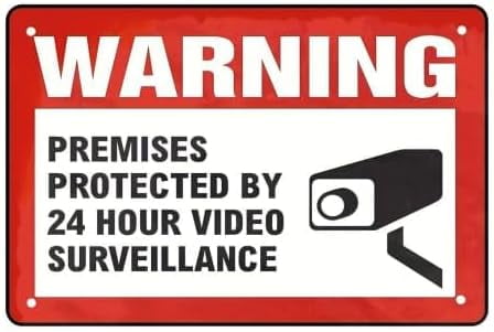 Warning Tin Sign Security Sign: Warning - Premises Protected by 24 Hour ...