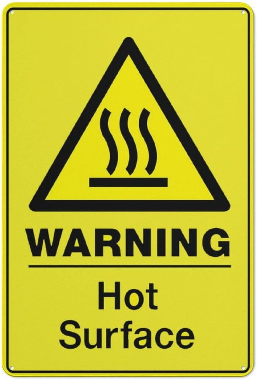 Warning Tin Sign Warning Hot Surface Vintage Metal Sign Home Road ...