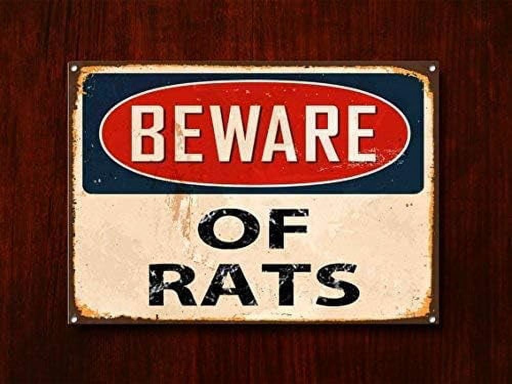 Warning Tin Sign Warning Sign: Beware of Rats Funny Decoration Home ...
