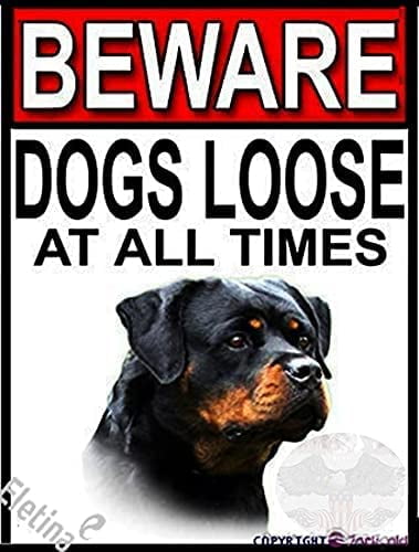 Warning Tin Signs Beware Dogs Loose At All Times Aluminum Metal Sign ...