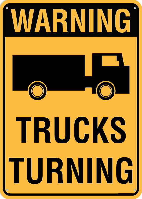 Warning Trucks Turning Sign Outdoor Metal Sign - 12 X 8 Metal Signs For ...