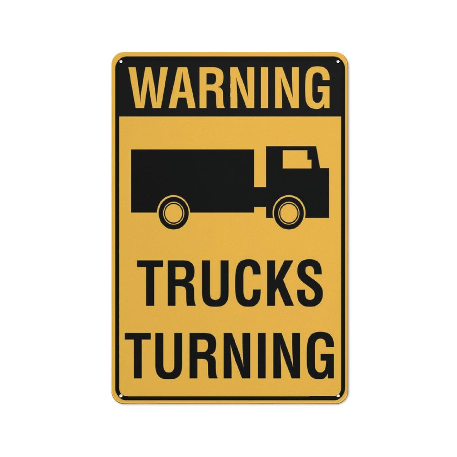 Warning Trucks Turning Sign Signs Outdoor, Uv Printed Aluminum 12 X 8 ...