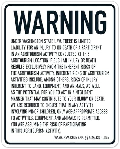 Warning Under Washington State Law There Is Limited Liability For An ...