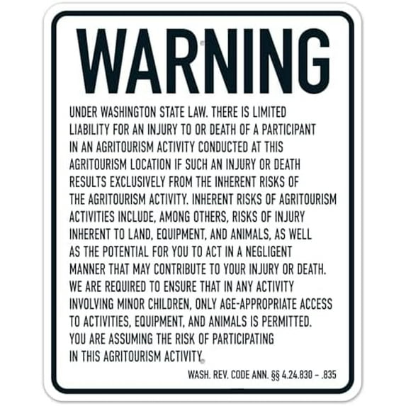 Warning Under Washington State Law There Is Limited Liability For An ...