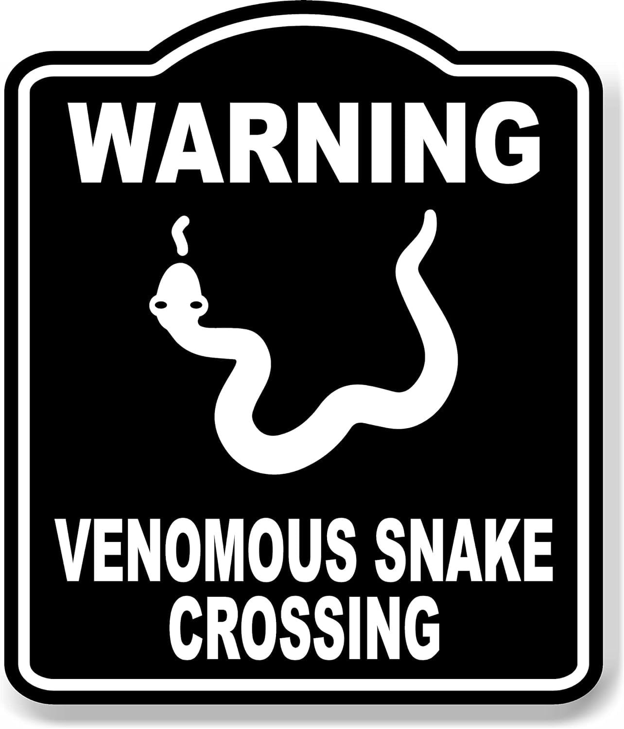 Warning Venomous Snake Crossing Trail BLACK Aluminum Composite Sign, 15 ...