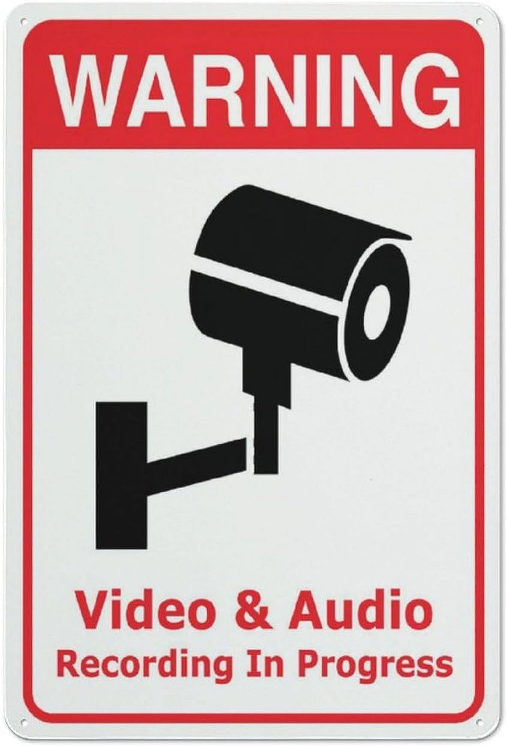 Warning Video & Audio Recording In Progress Sign For House 12" X 8 ...