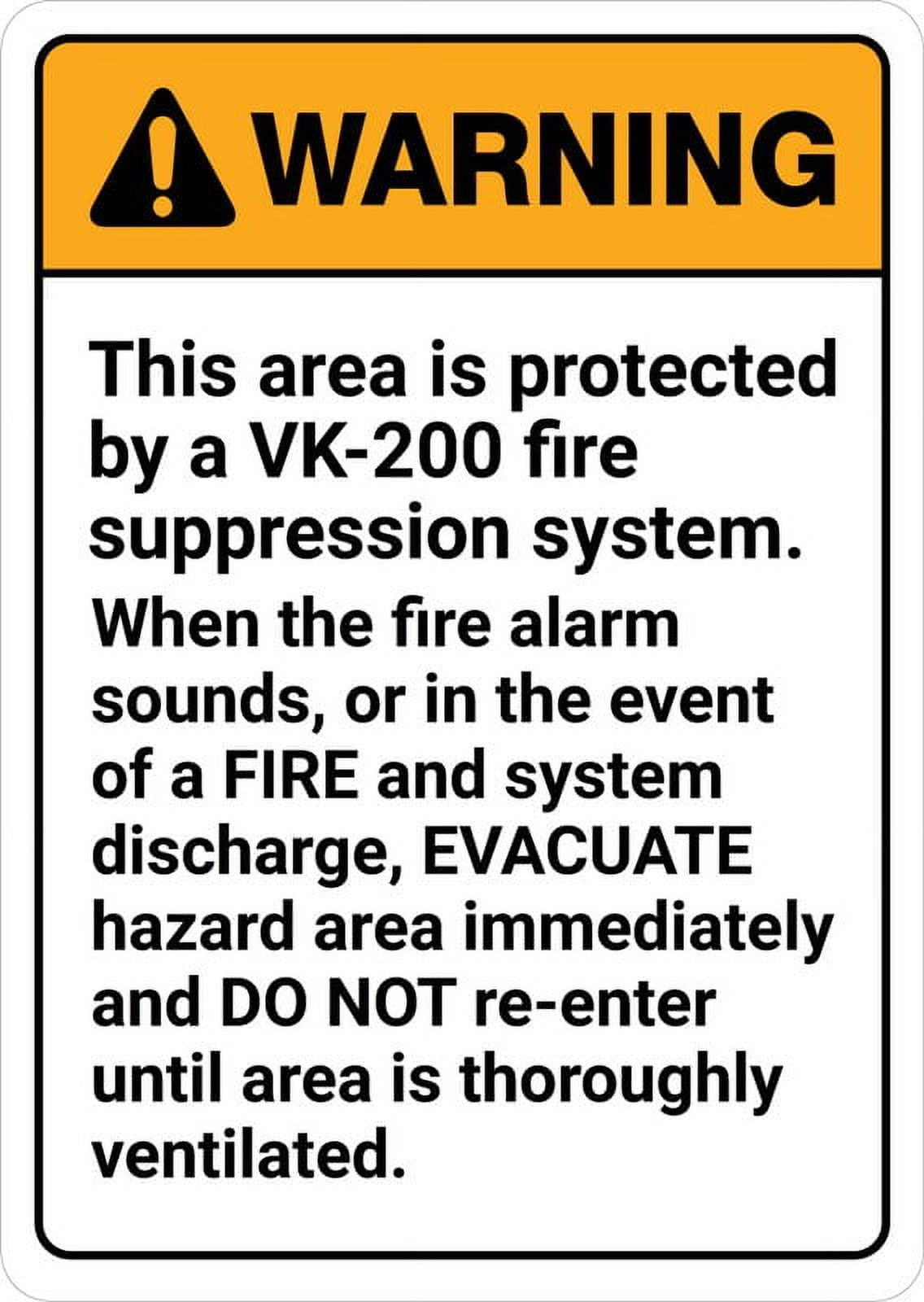 Warning Vk 200 Fire Supression System Sign Safety Restriction Alert ...