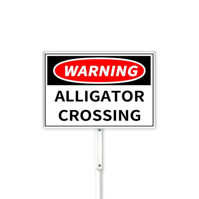 Warning Yard Sign ALLIGATOR CROSSING TRAIL CAUTION Metal Sign for ...