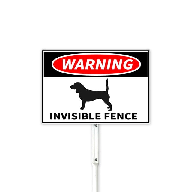 Warning Yard Sign INVISIBLE FENCE RED CAUTION Metal Sign for Outdoor 8 ...