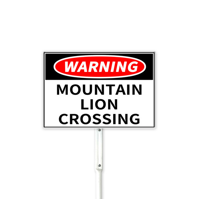 Warning Yard Sign MOUNTAIN LION CROSSING TRAIL CAUTION Metal Sign for ...