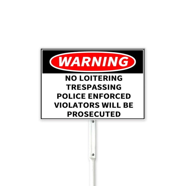 Warning Yard Sign NO LOITERING TRESPASSING POLICE ENFO CAUTION Metal ...