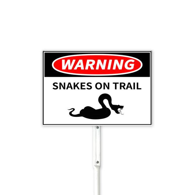 Warning Yard Sign SNAKES ON TRAIL CAUTION Metal Sign for Outdoor 8 x 12 ...