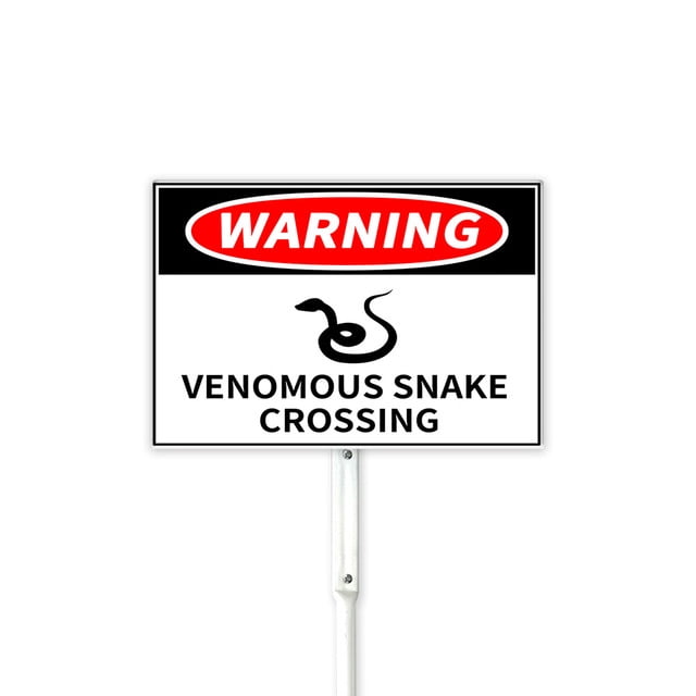 Warning Yard Sign VENOMOUS SNAKE CROSSING TRAIL CAUTION Metal Sign for ...