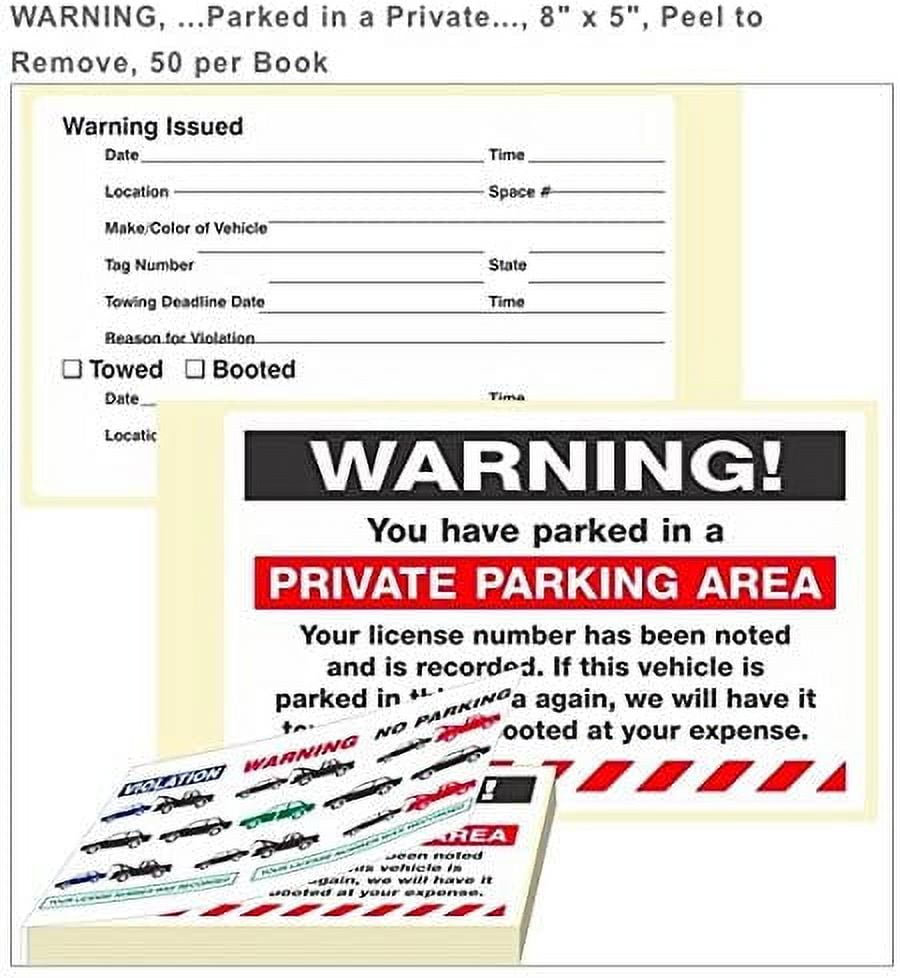 Warning, You Have Parked in a Private Parking Area Sticker, 50 Stickers ...