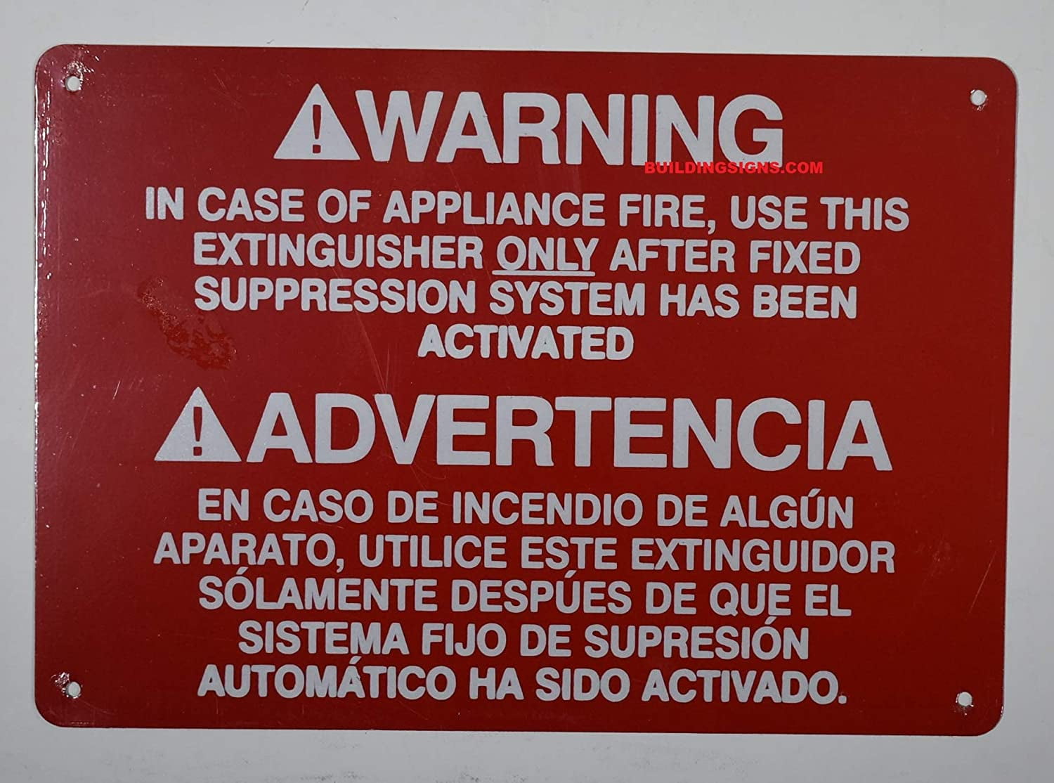 Warning in CASE of Appliance FIRE, USE This Extinguisher ONLY Sign ...