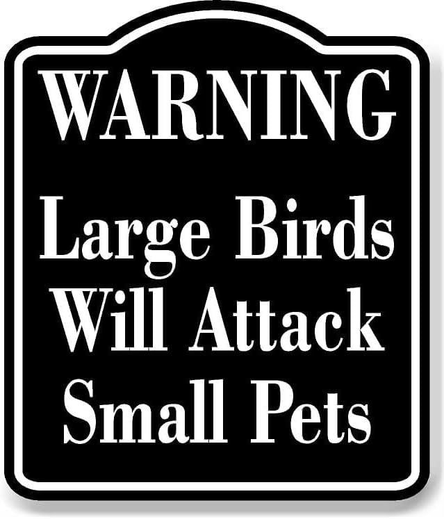 Warning large birds will attack pets BLACK Aluminum Composite Sign, 8.5 ...