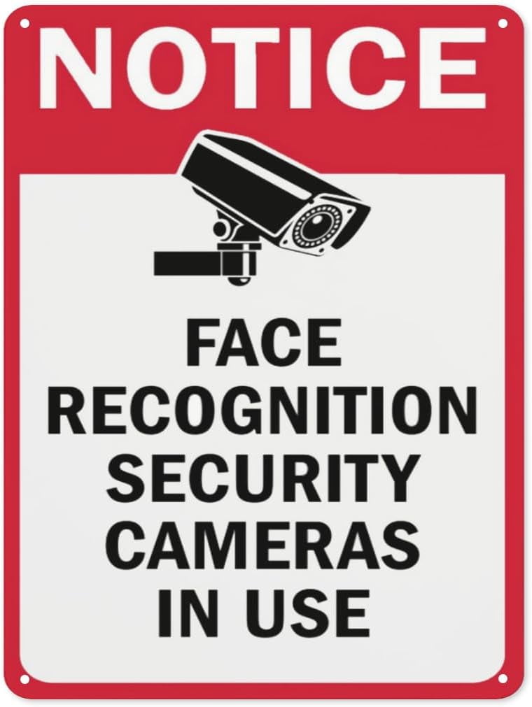 Warning sign Danger Business signs,Face Recognition Security Cameras In ...