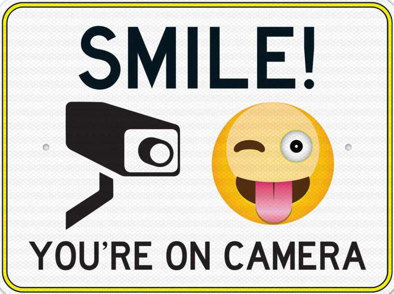 Warning signs Metal Tin Sign Video Surveillance Smile You're on Camera ...