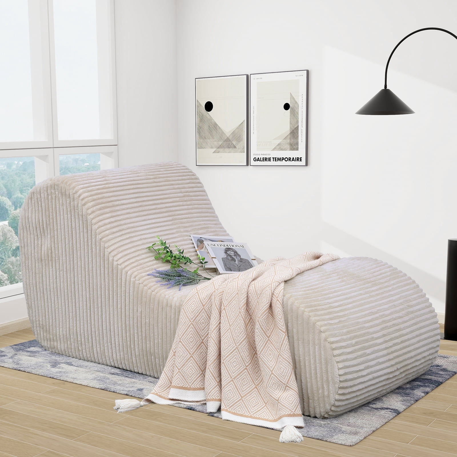 Waroom Modern Curve Yoga Chaise Lounge for Adults, Velvet Relaxation ...