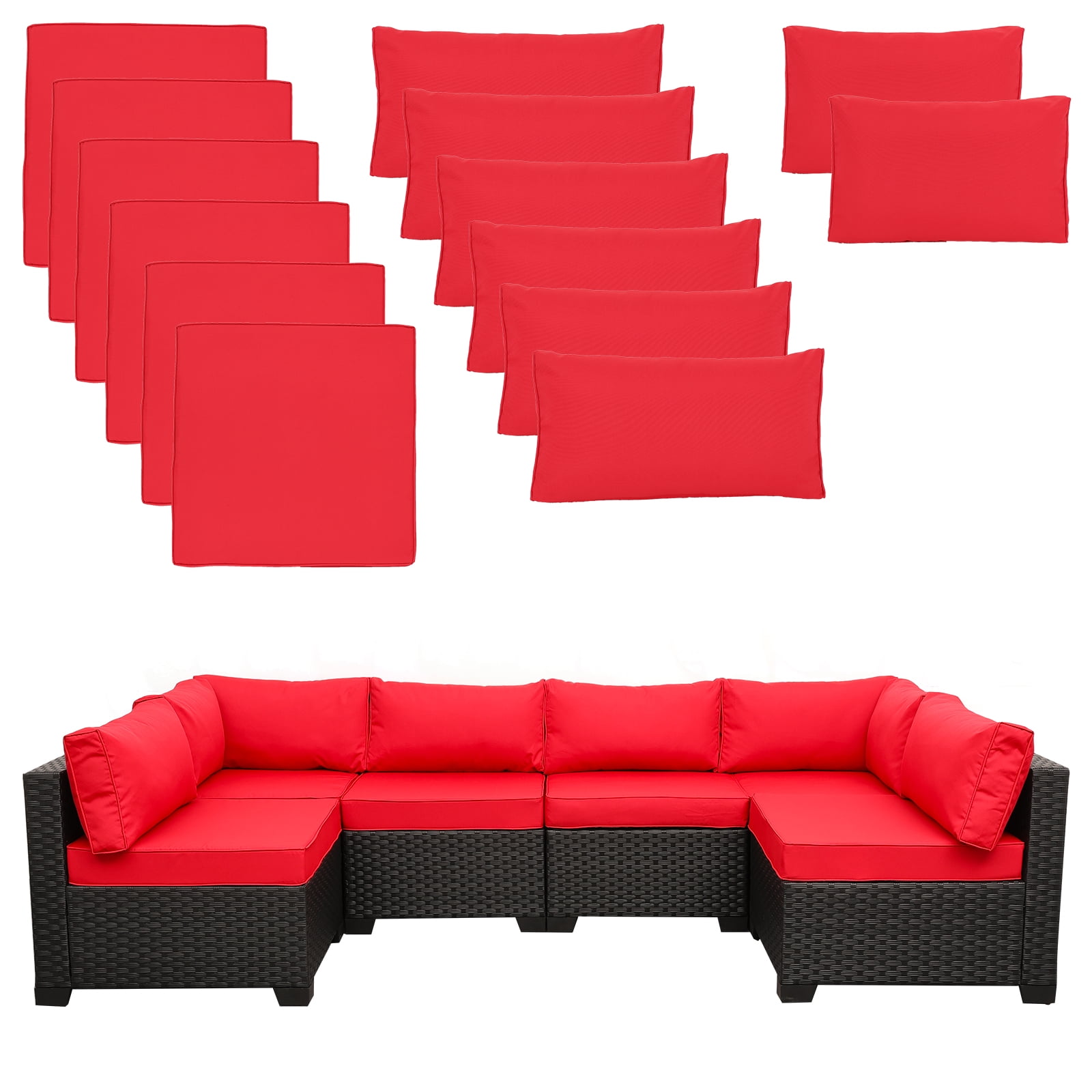 Waroom Outdoor Cushion Replacements Cushion Inserts and Covers for Patio Furniture Sets, Water ...