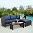 Waroom 3-Pc Outdoor Patio Set: Chairs, Coffee Table, Navy Cushions - Walmart.com