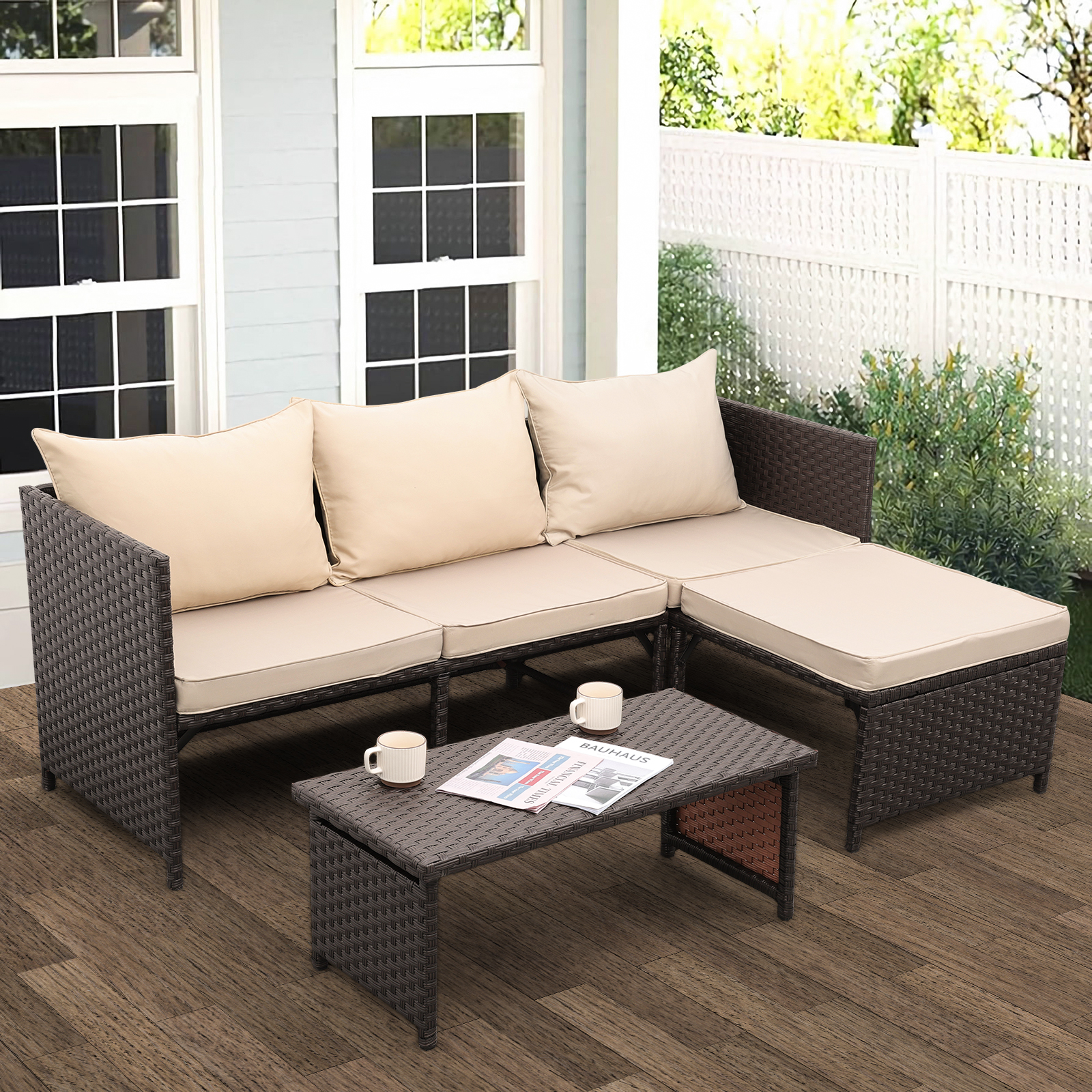 2-Piece Outdoor Loveseat and Coffee Table Conversation Set - Walmart.com