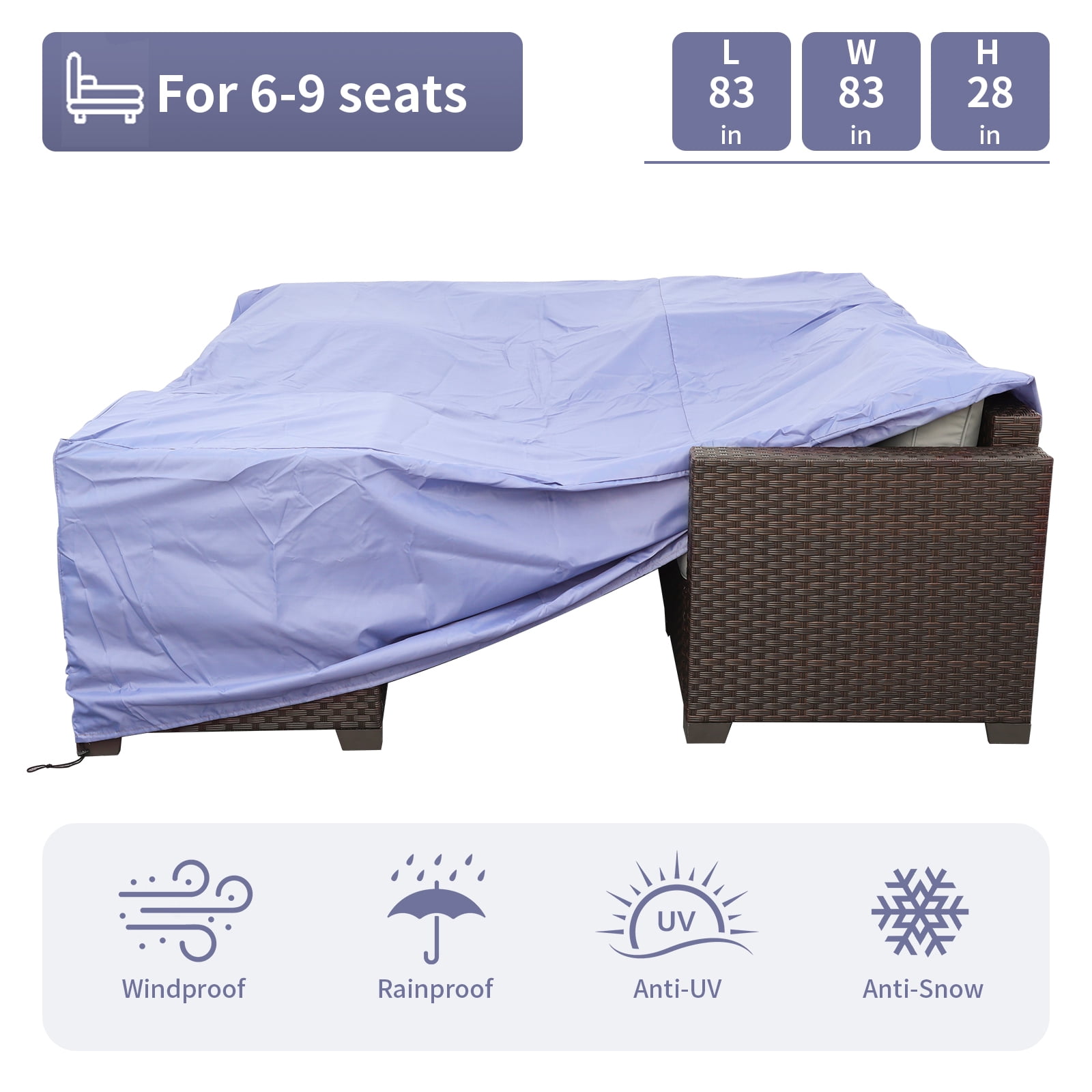 Waroom Patio Furniture Cover for Outdoor Sofa Chairs Set Waterproof ...