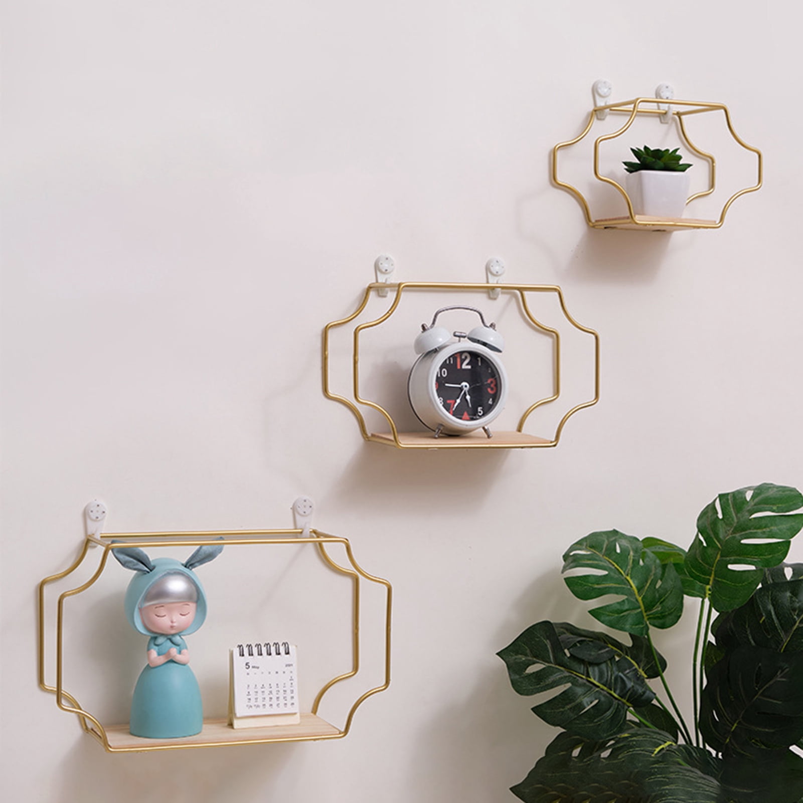 Waroomhouse 1 Set Wall Mount Shelf No Punching Save Space Innovative ...