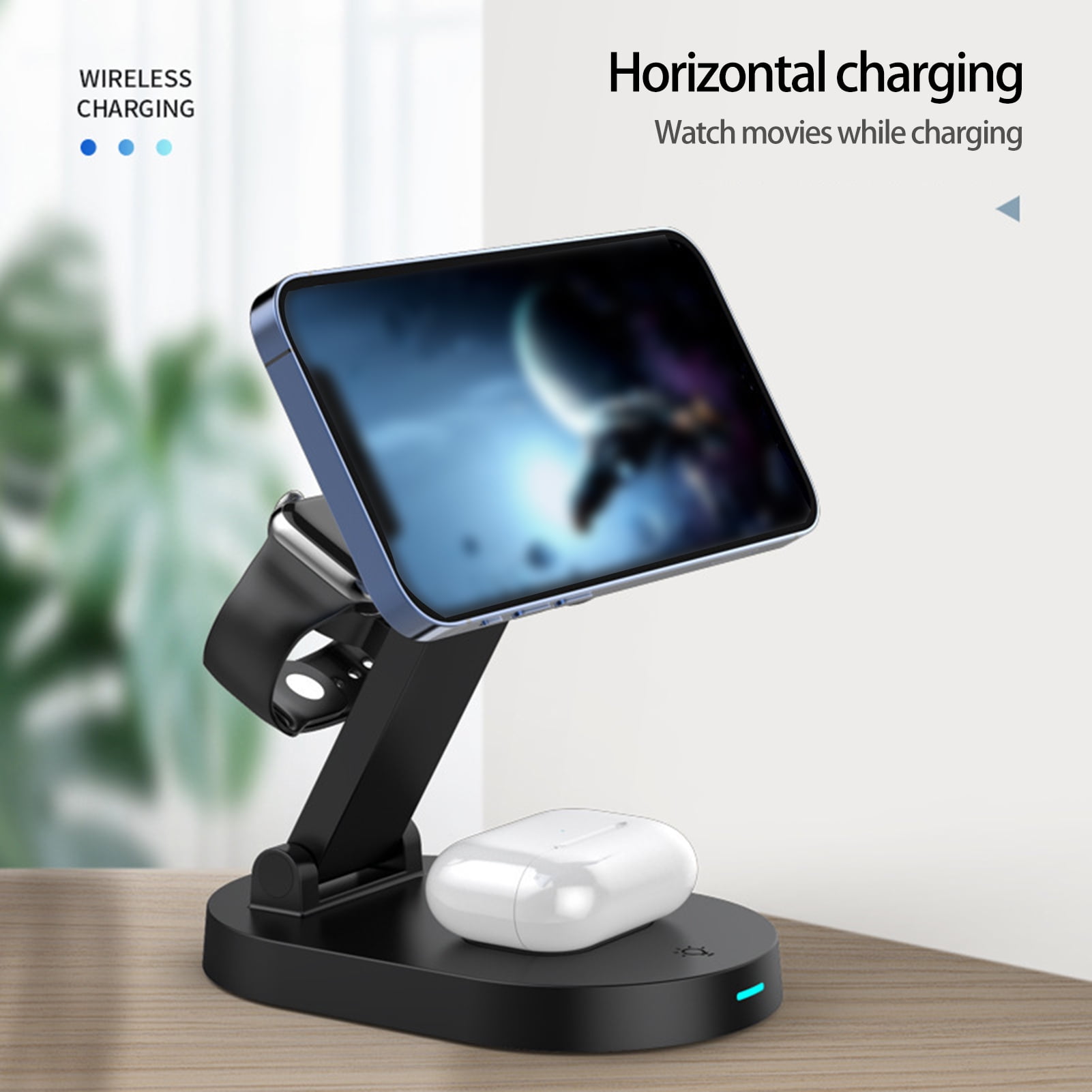 Waroomhouse 15W Wireless Charger 3 in 1 Fast Charging with Night Light ...