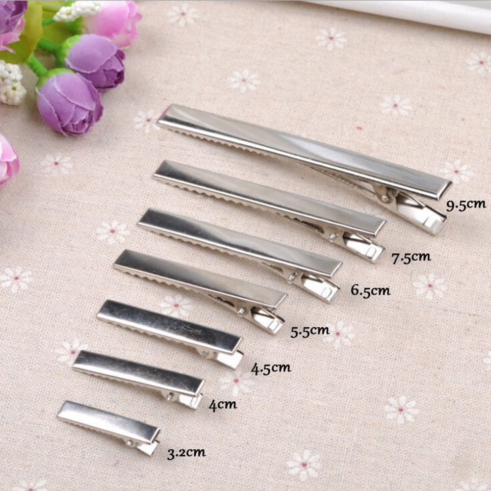 Waroomhouse 20 Pcs Flat Metal Single Prong Clips Barrette Bows DIY Hair ...