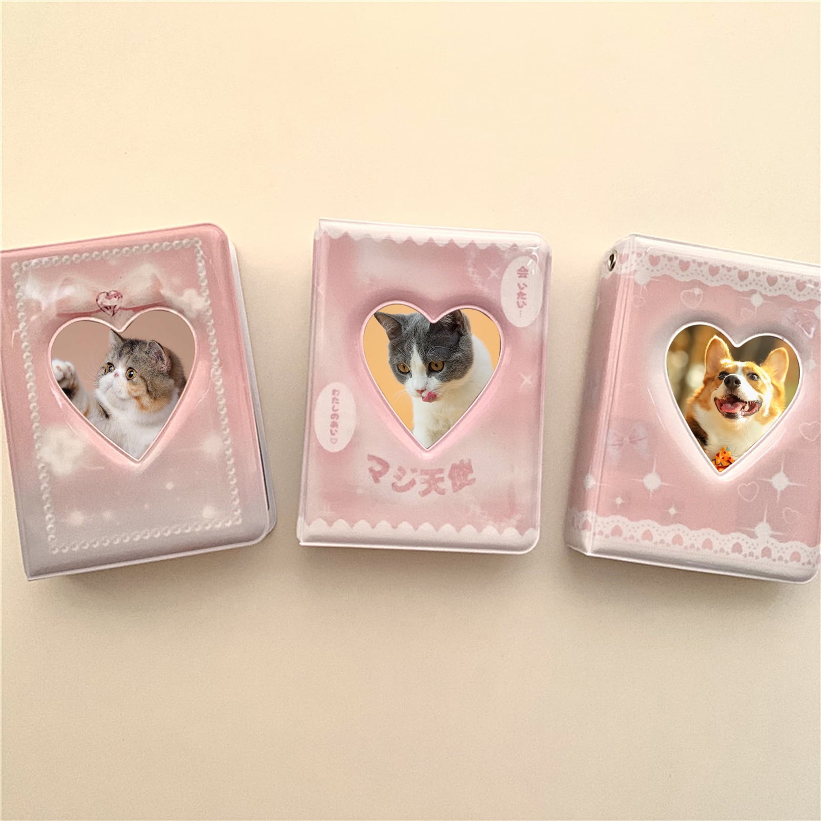 Waroomhouse 3 Inch Mini Photo Album Inserted Type Heart Shape Window 40 ...