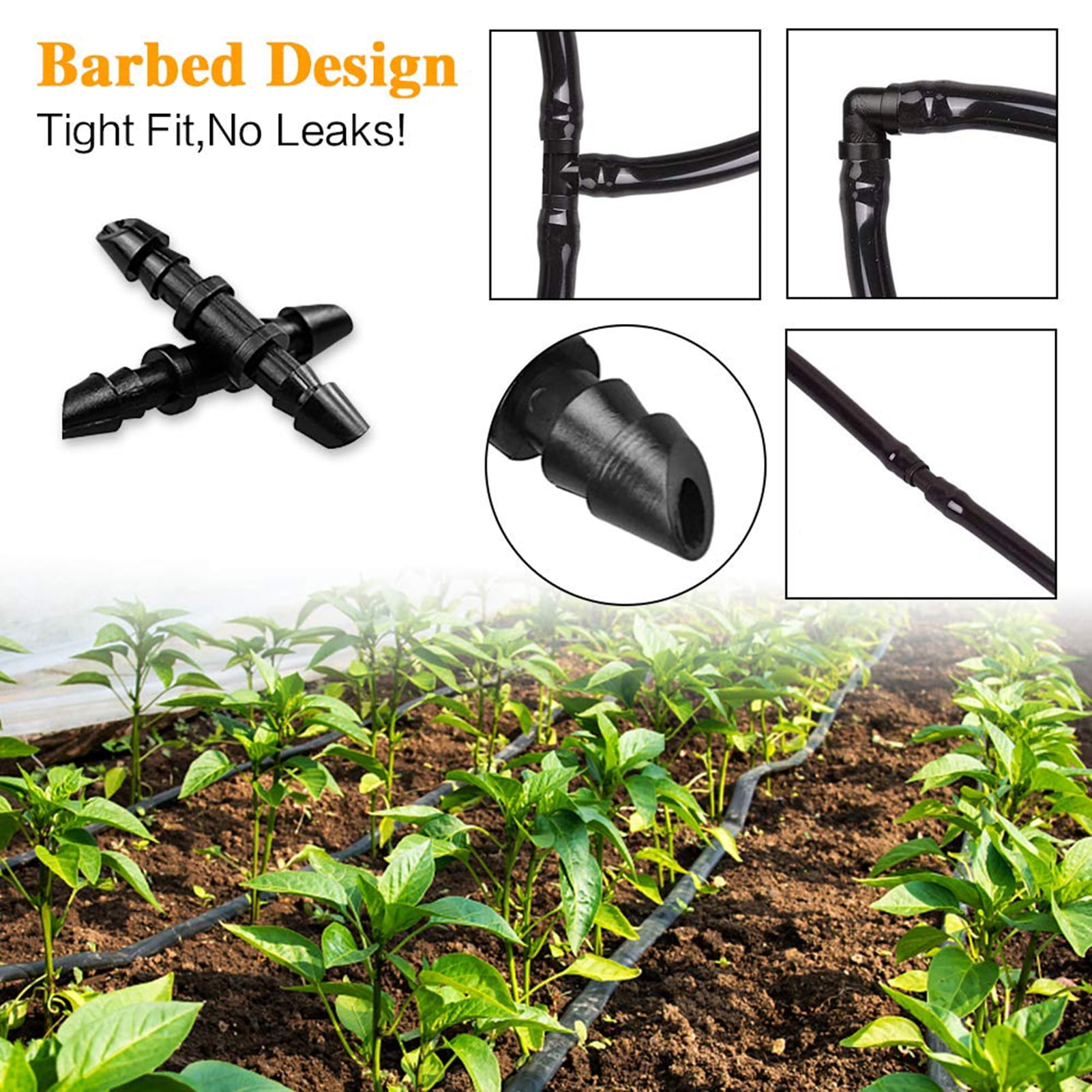 Waroomhouse 50Pcs/Set Easy Assembly Barbed Irrigation Drip Connector ...