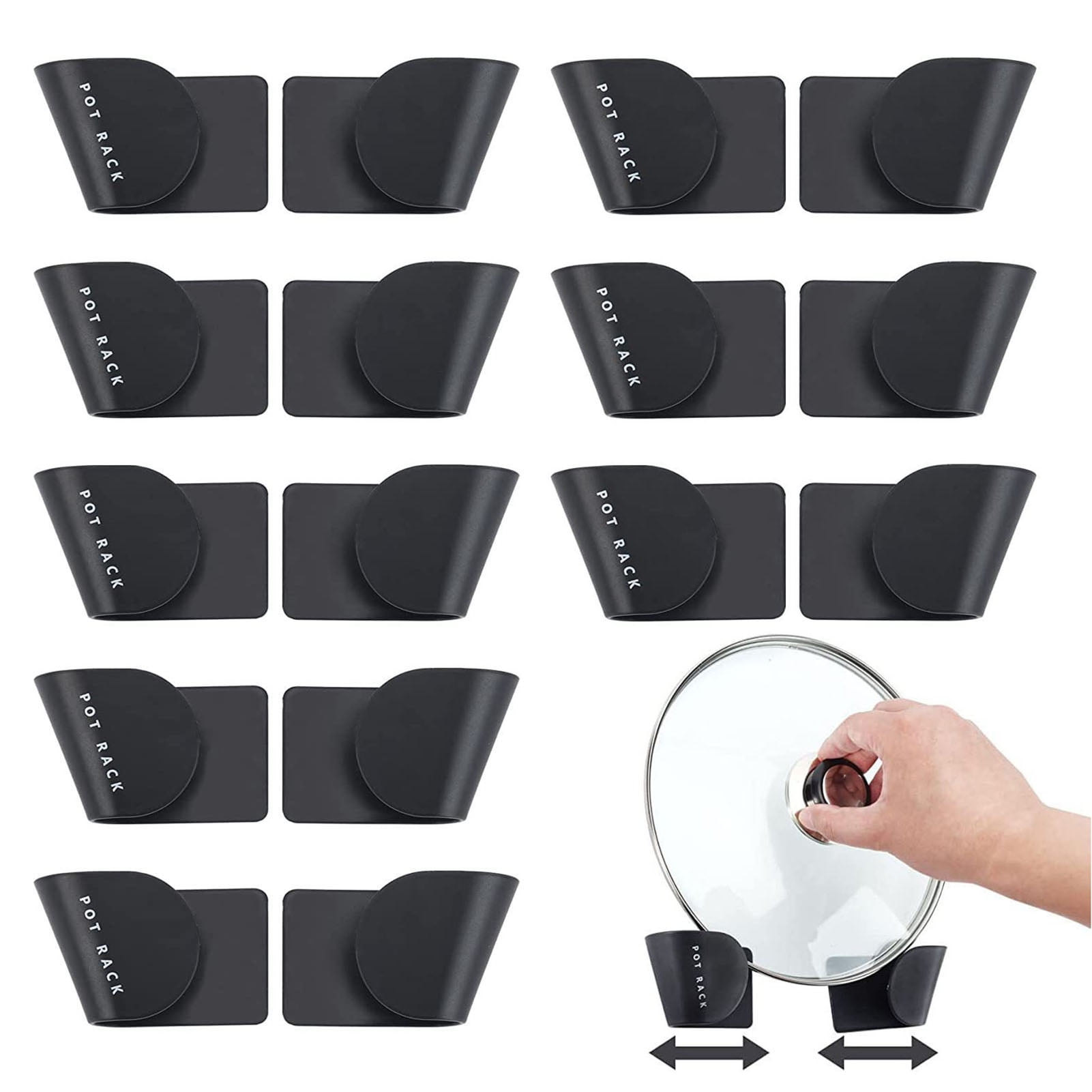 Waroomhouse 6/8 Pairs Pot Lid Holder Wall-mounted No Punching Pan Pot ...