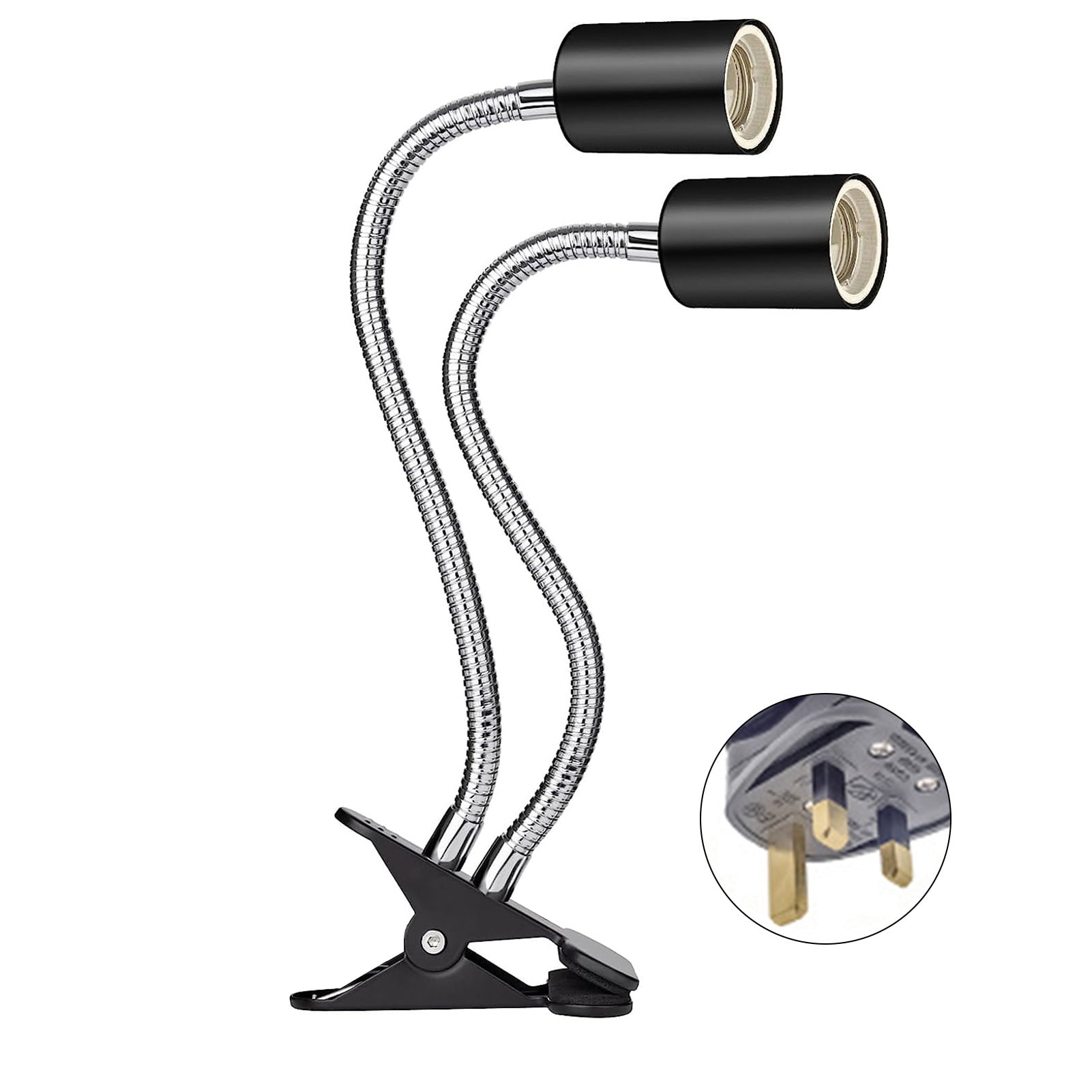 Waroomhouse Basking Lamp Holder Heat Lamp Holder Dual-head with Timer ...