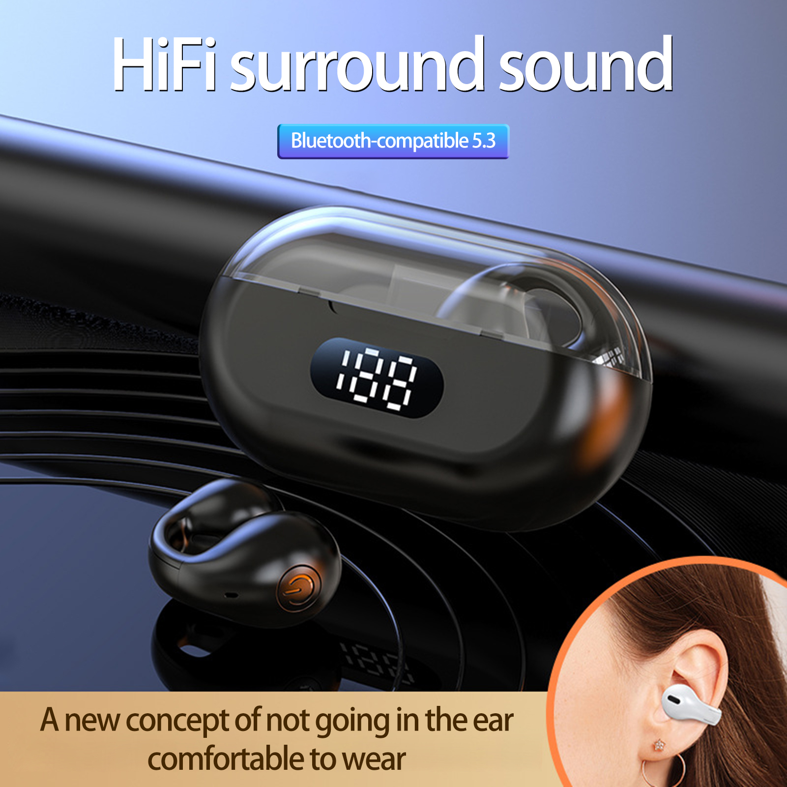 Waroomhouse Bone Conduction Earphones Ear Hook HiFi Stereo Sound Noise ...