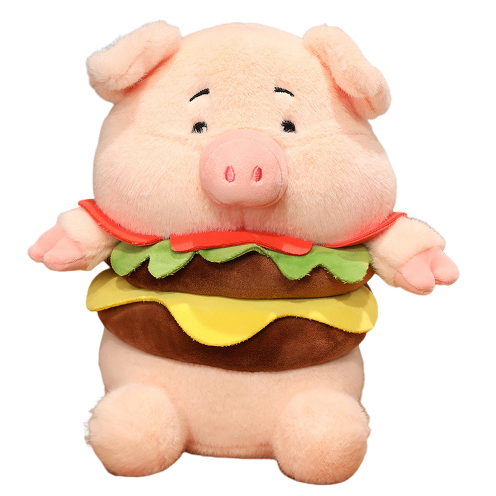 Waroomhouse Cozy Plush Pig Soft Fluffy Pig Plush Toy Cute Burger Piggy ...