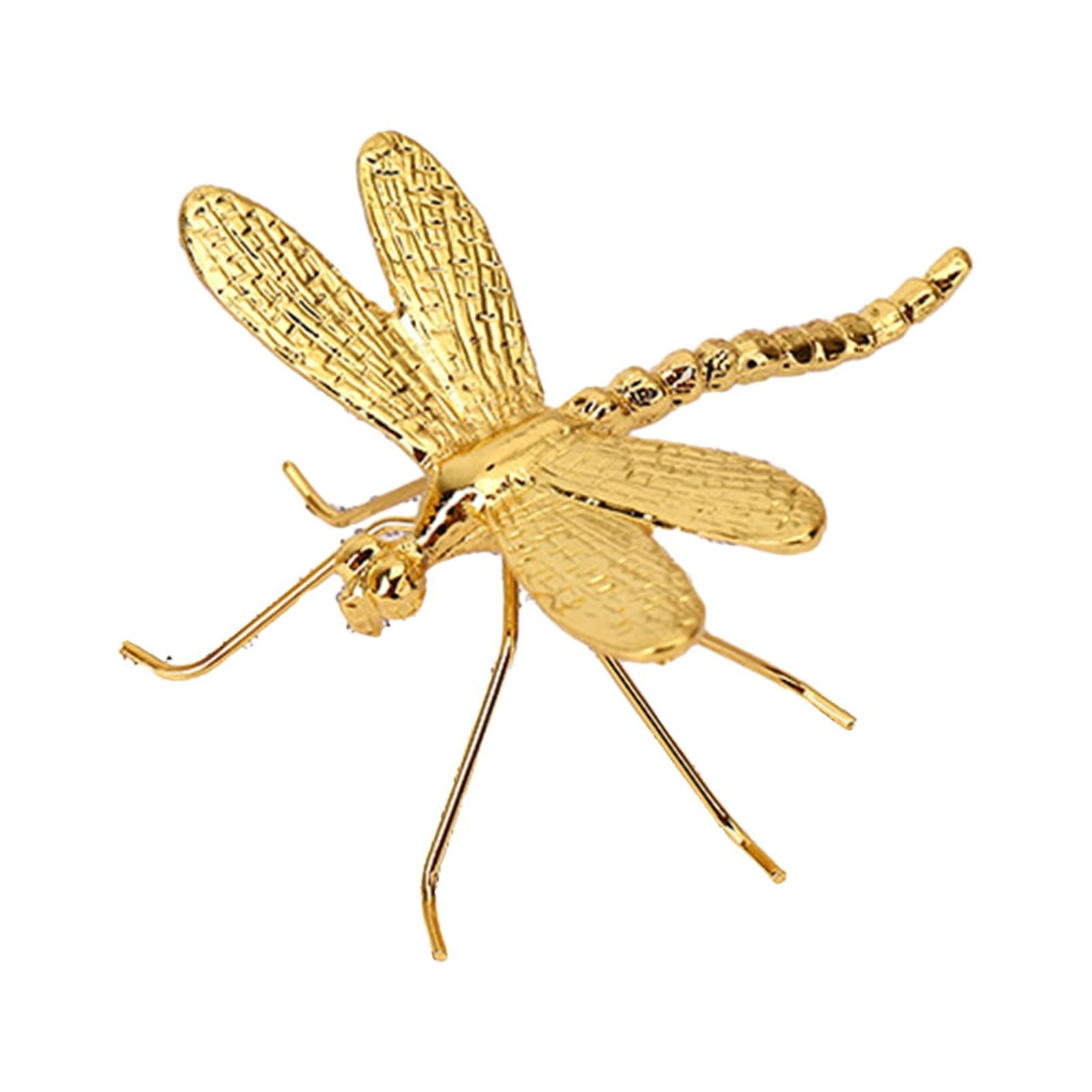 Waroomhouse Dragonfly Ornament Golden Metal Dragonfly Sculpture Insect ...