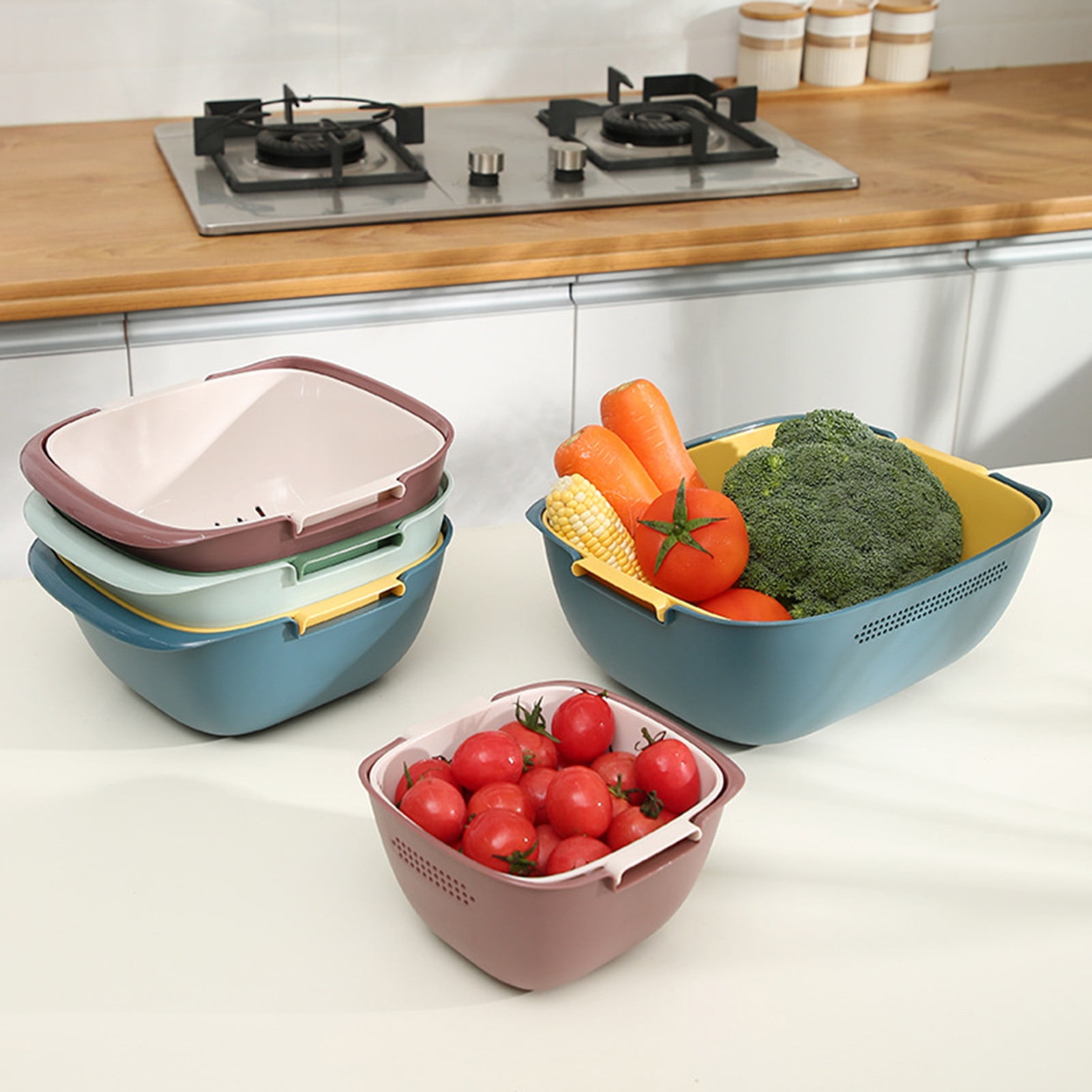 Waroomhouse Drain Basket Easy to Clean High Capacity Thick Double ...