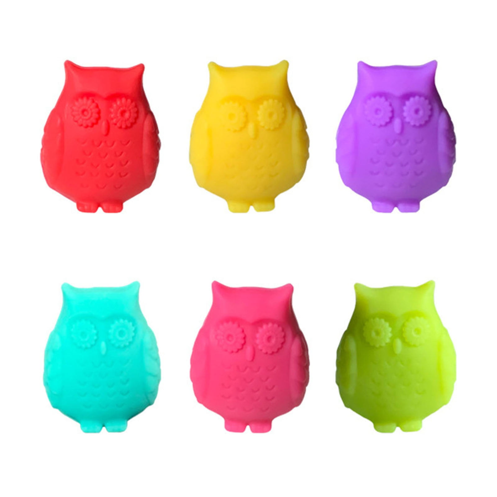 Waroomhouse Drink Marker Kit Wine Glass Charm 6pcs Owl Silicone Drink ...