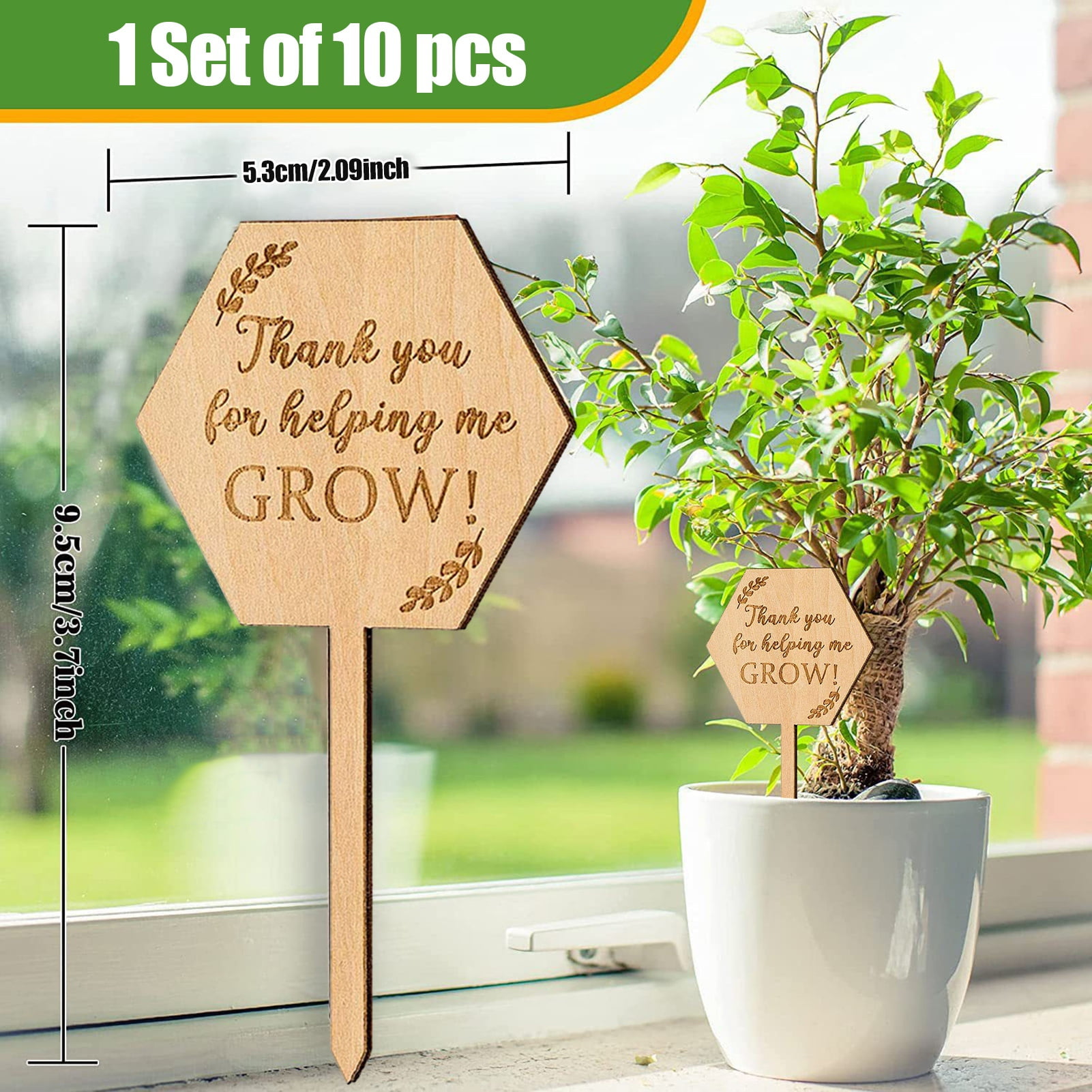 Waroomhouse Flower Label Lightweight Plant Insert 10pcs Wooden Plant ...