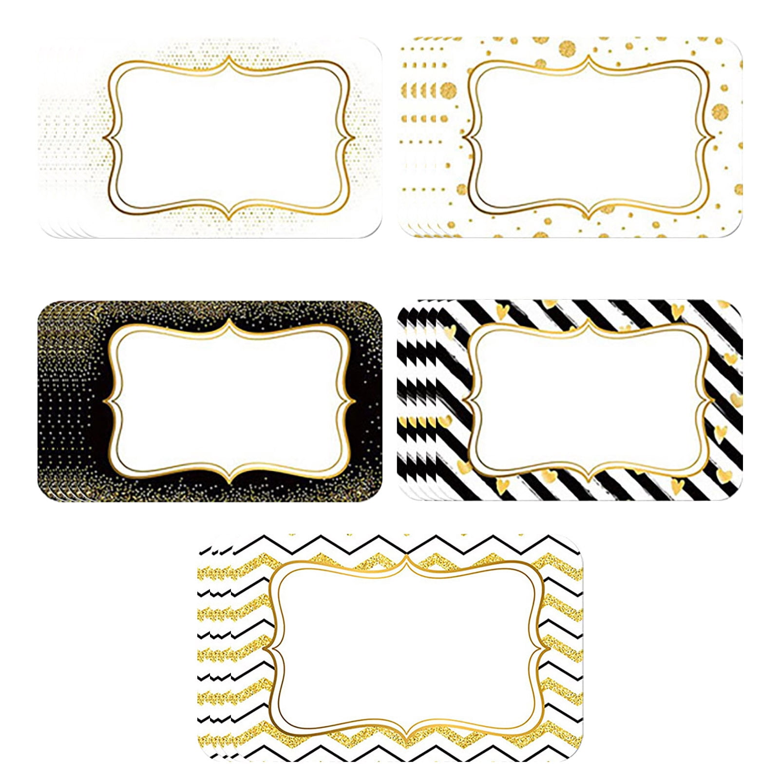 Waroomhouse Gold Foil Name Sticker Personalized Name Label 24pcs Gold ...