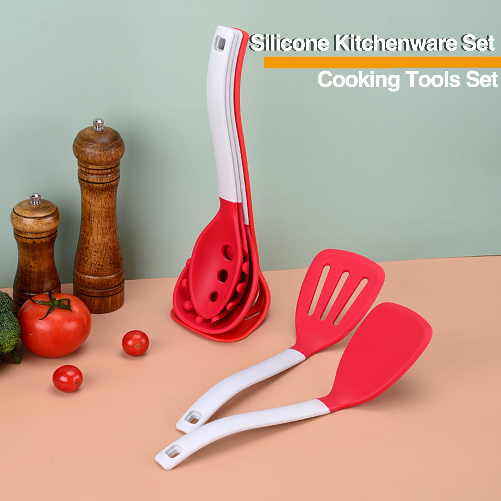 Waroomhouse Heat-resistant Silicone Utensils Stylish Practical 6 Pcs ...
