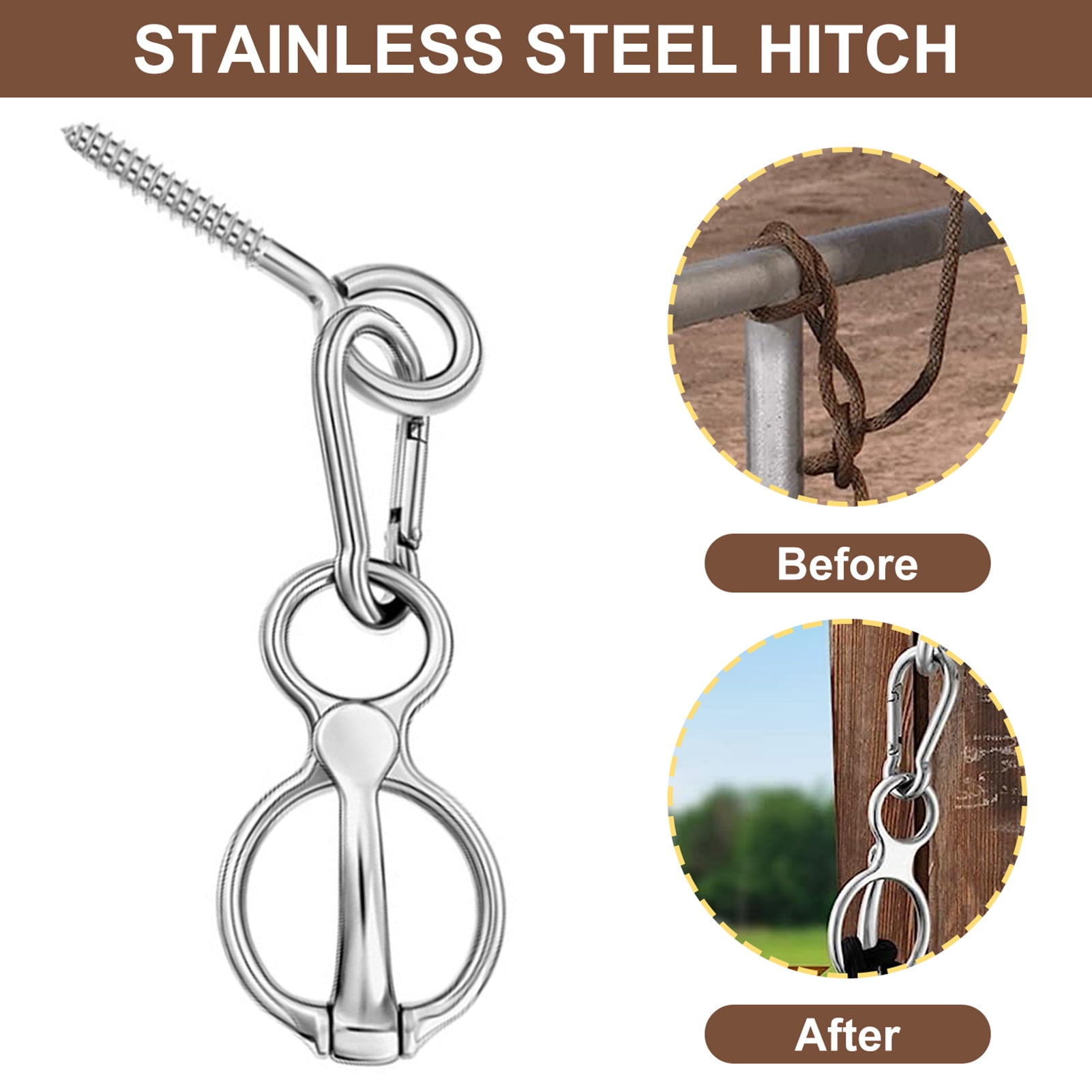 Waroomhouse Heavy-Duty Horse Tie Ring Rustproof Quick Release Prevent ...