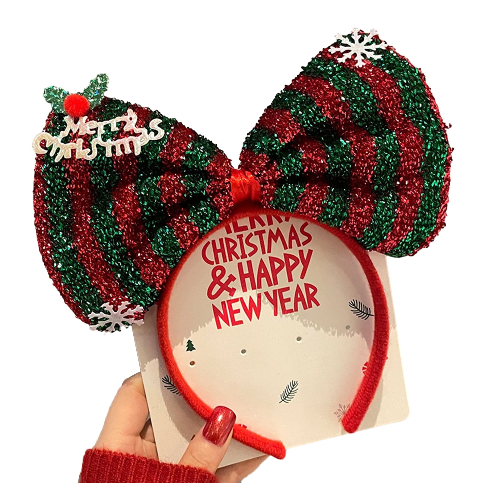 Waroomhouse Holiday Headband Christmas Headband Anlter Shiny Sequin Ear ...