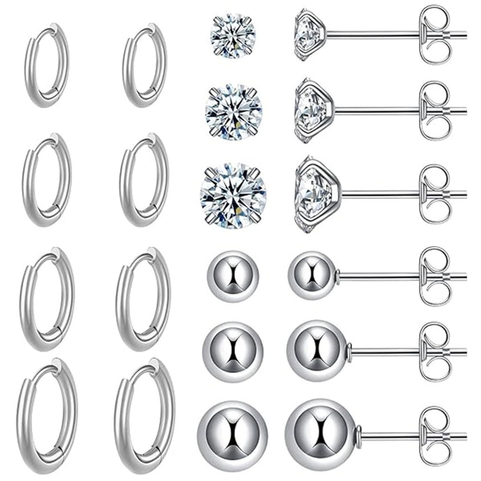 Waroomhouse Inlaid Earrings 10 Pairs Multiple Piercing Hoop Earrings ...