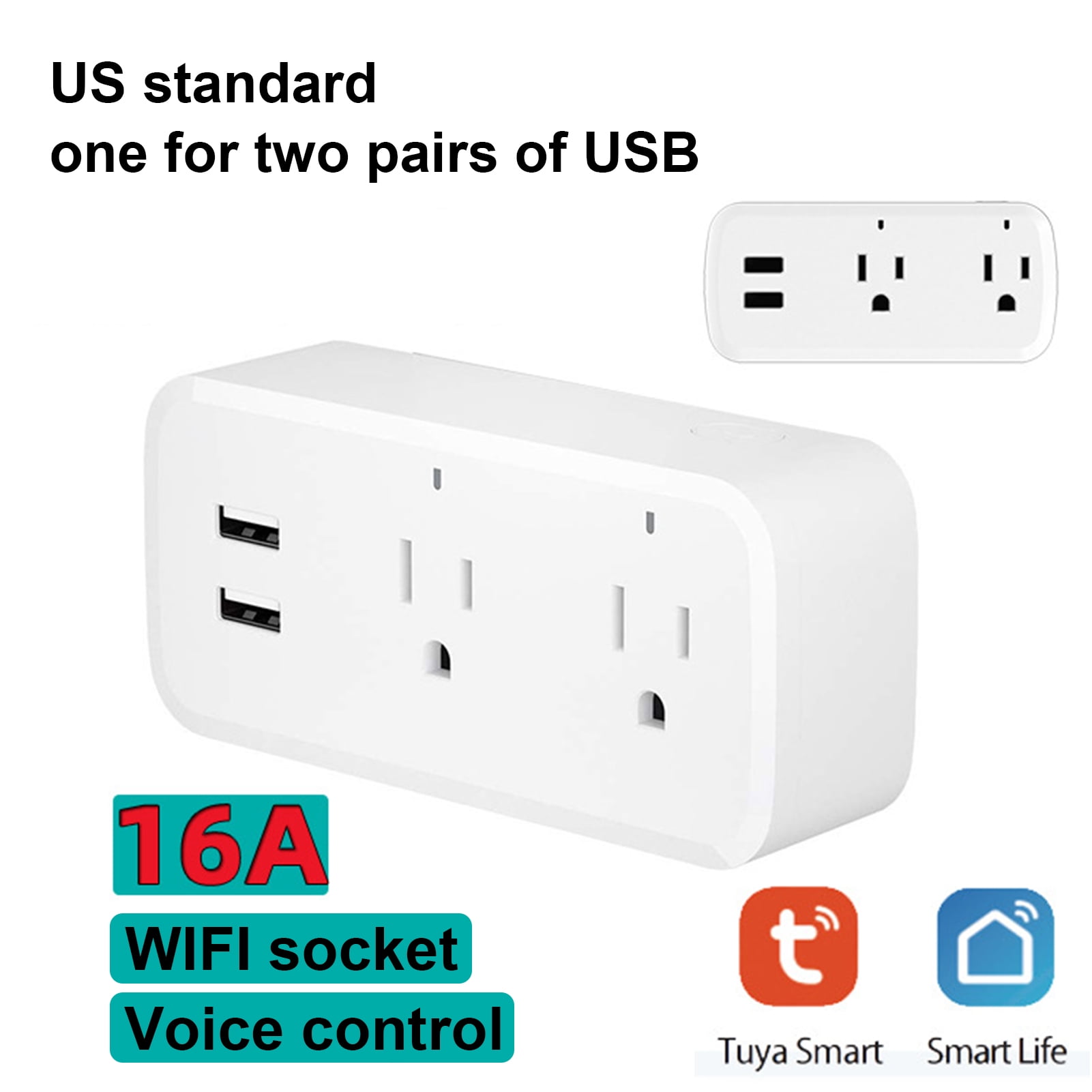 Waroomhouse LSPA11 WiFi Smart Socket Dual USB APP Voice Control US Plug ...