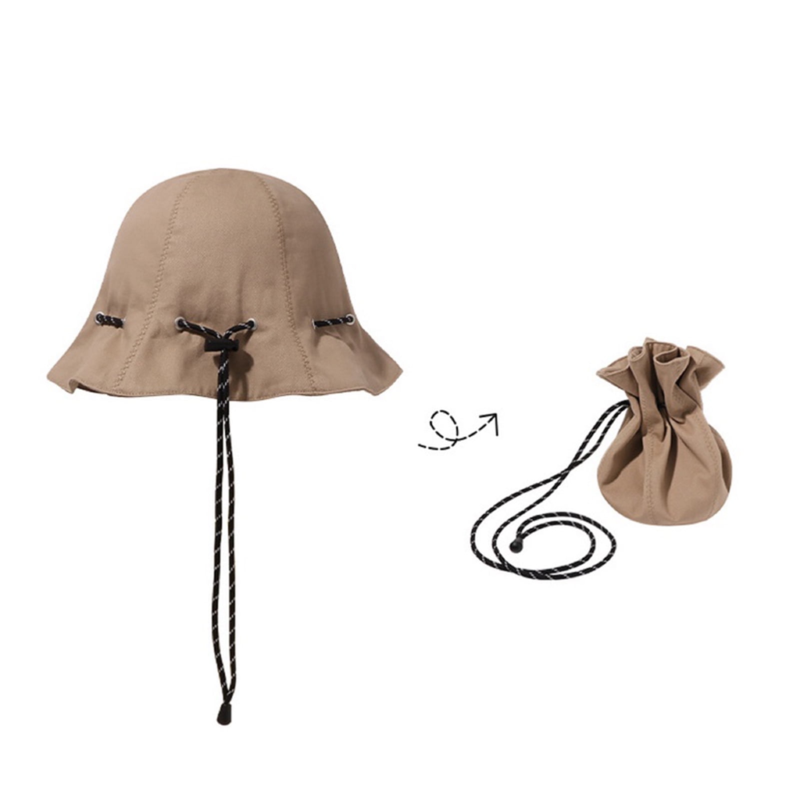 Waroomhouse Lady Fisherman Hat Adjustable Foldable Drawstring Solid ...